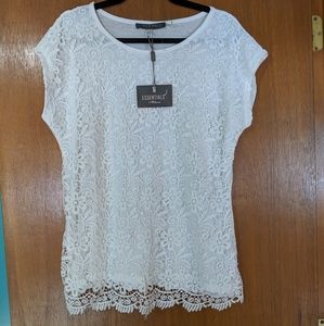 Essentials by Milano | Tops | White Lace Top | Poshmark